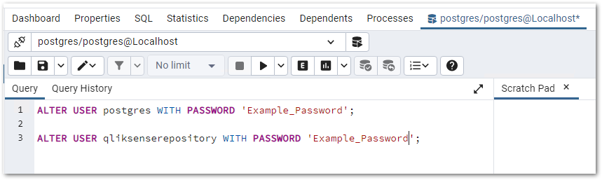 How to change the Qlik Sense Enterprise on Windows PostgreSQL password