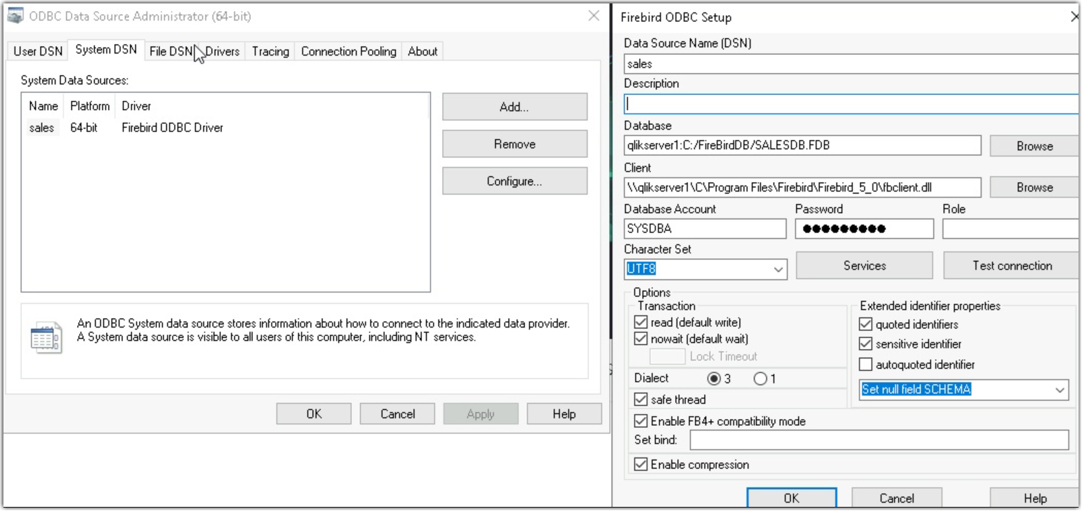 How to create a working ODBC Firebird connection via Data Gateway
