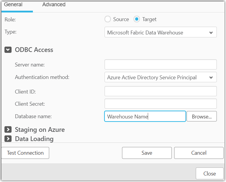 Qlik Replicate: Microsoft Fabric warehouse Invalid object name