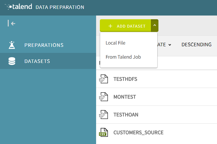 Adding a Dataset from HDFS with Talend Data Preparation 6.3.1