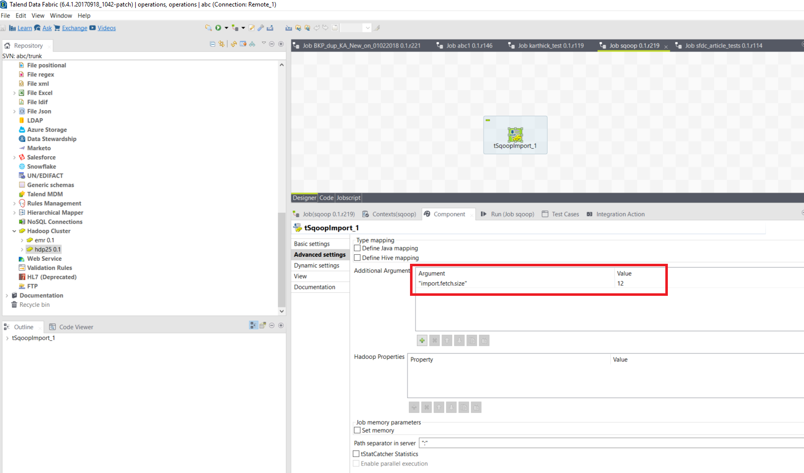 Unable To Use The Apache Sqoop Additional Parameter Importfetchsize In Java Api Mode