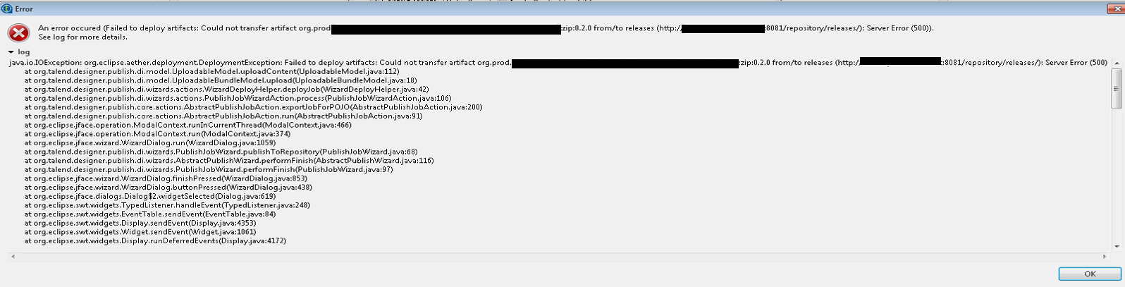 Unexpected HTTP status '503' in Talend Administration Center and 'Failed to deploy artifacts ...