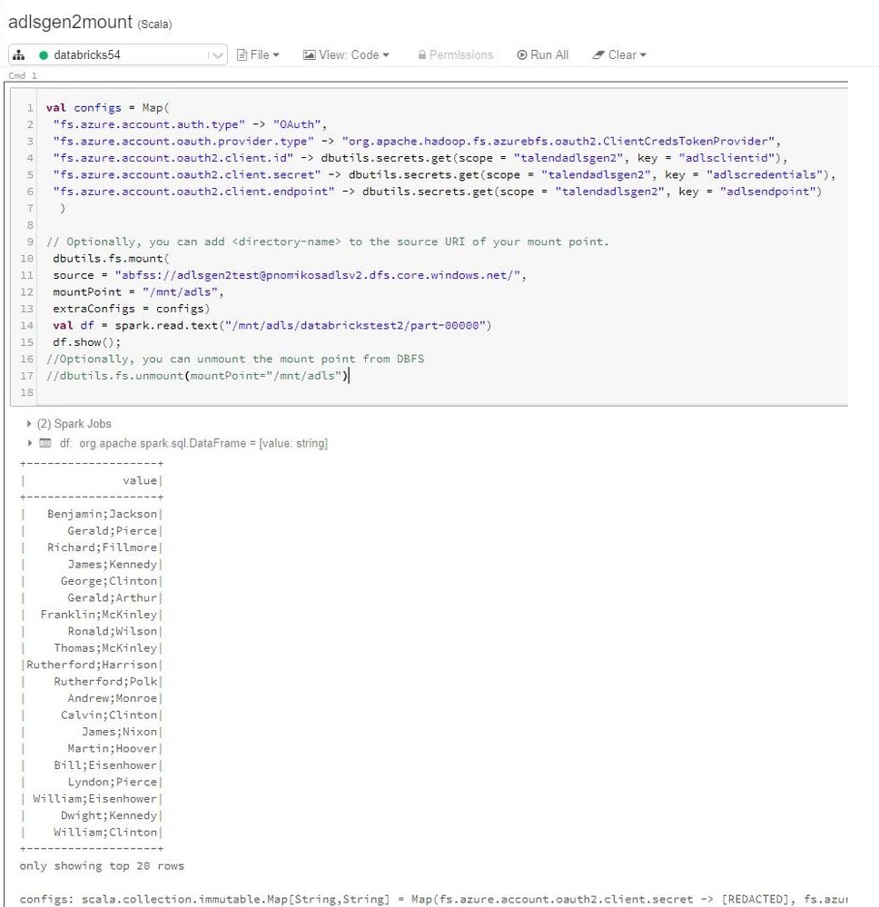 How to connect to ADLS Gen2 using Azure Databricks