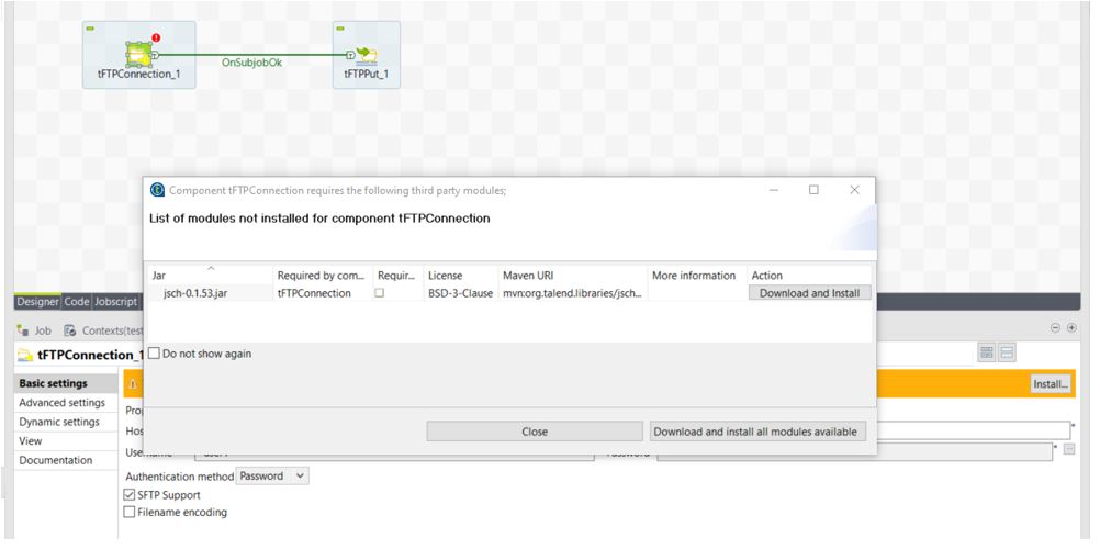 Studio Job throws ftp com.jcraft cannot be resolved to a type