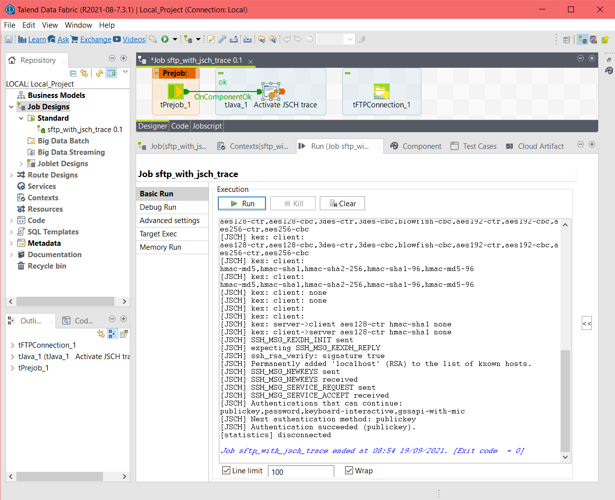 How to activate the Java Secure Channel trace for a Talend Job using tFTP components with SFTP