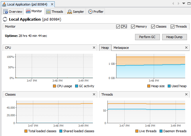 Using VisualVM to record Java issues