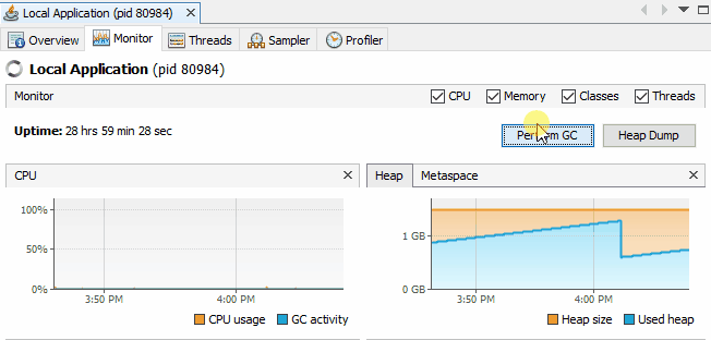 Using VisualVM to record Java issues