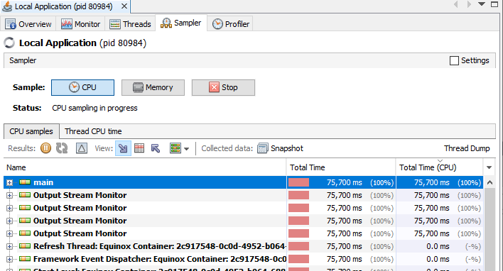 Using VisualVM to record Java issues
