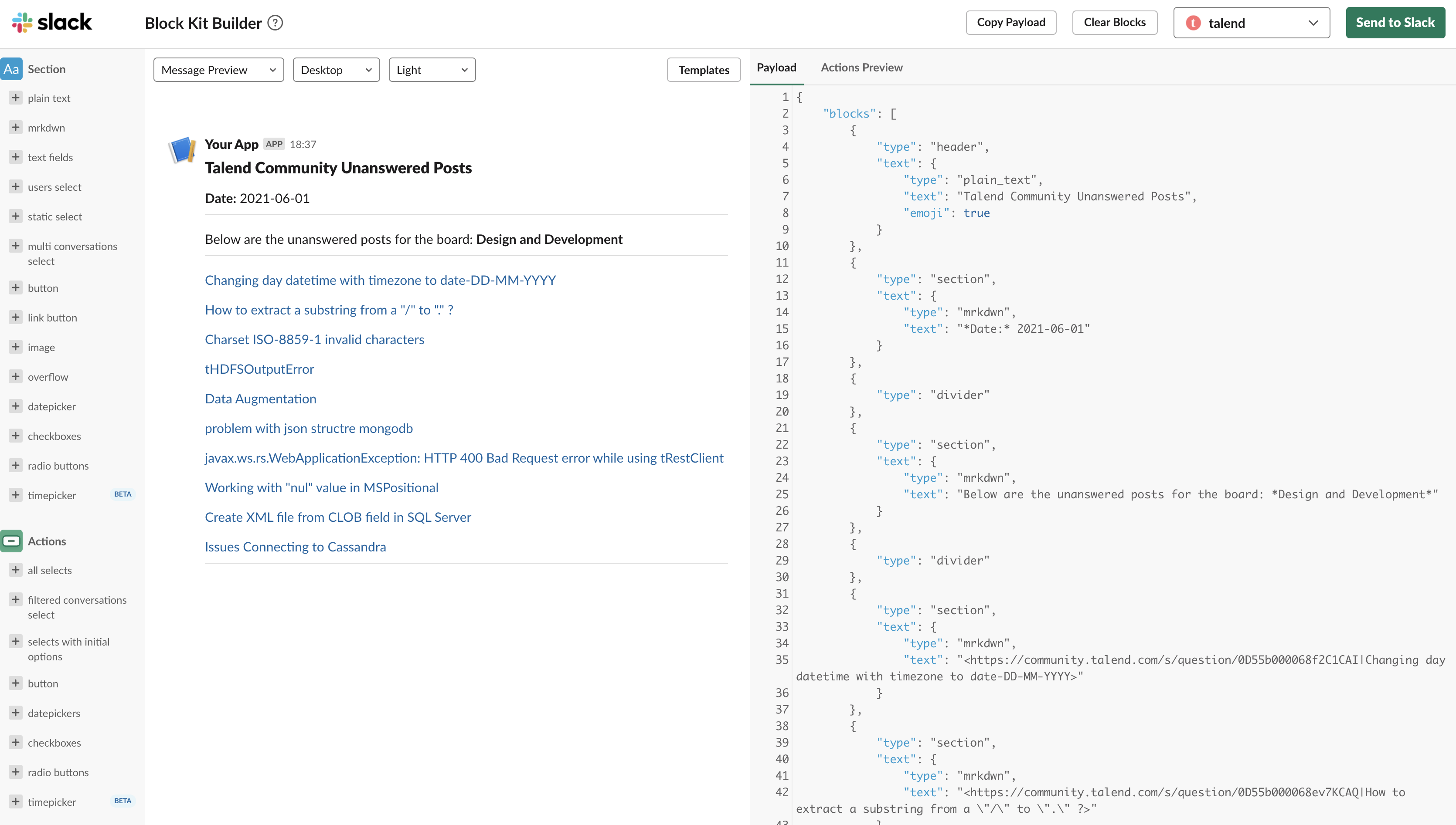 Sending Slack Messages with Talend, part 3: Start sending Slack ...